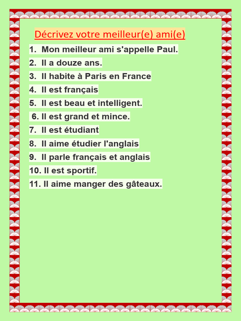 Décrivez Votre Meilleur Ami | PDF
