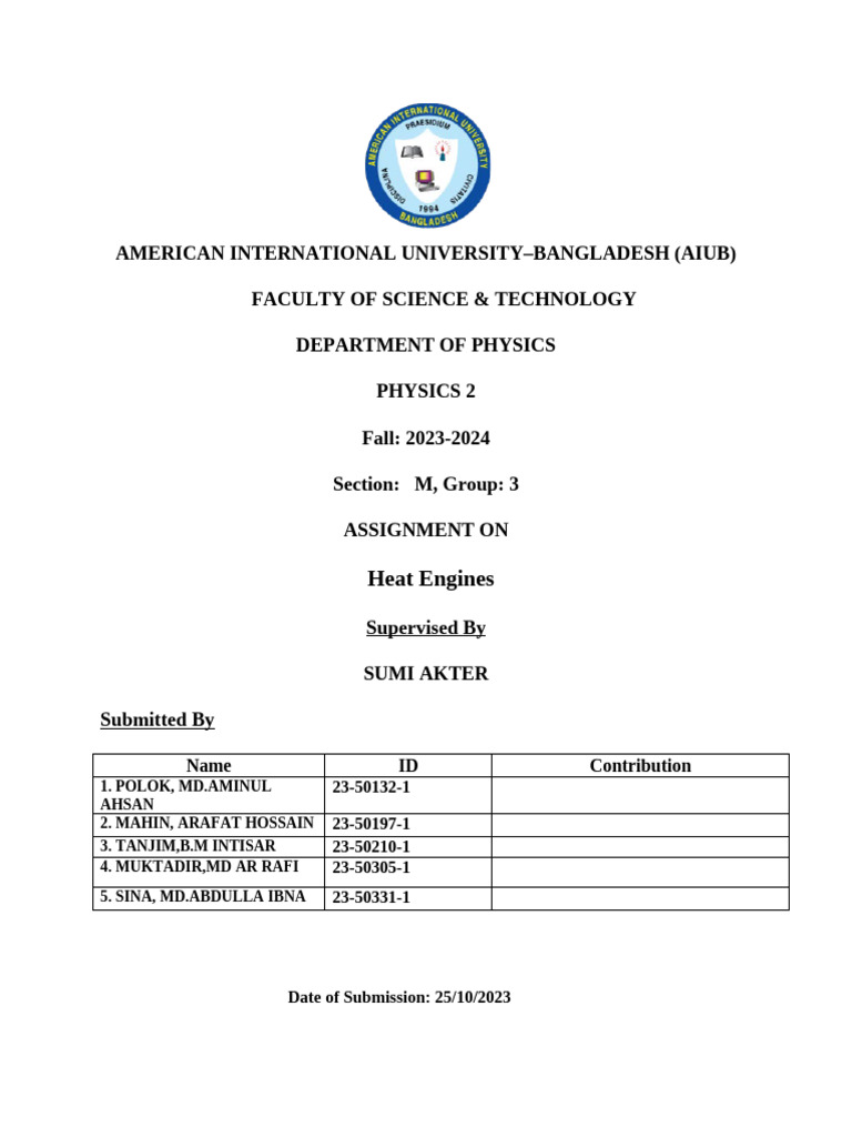 Physics Assignment Title Page | PDF