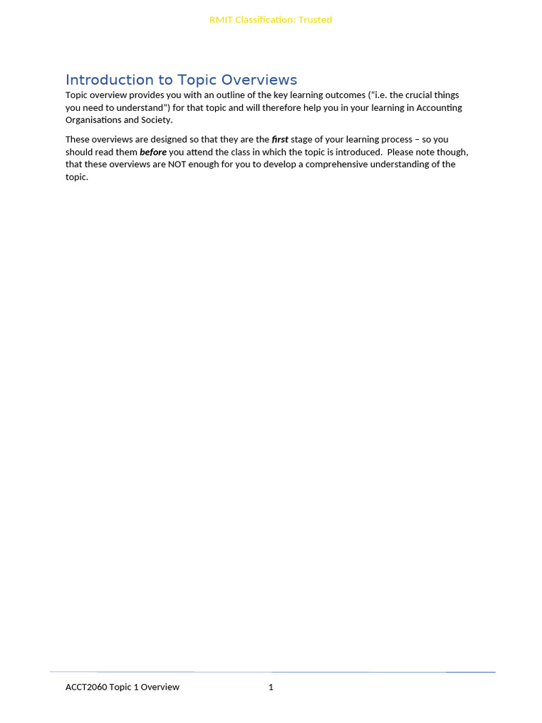 Topic 1 Overview | PDF