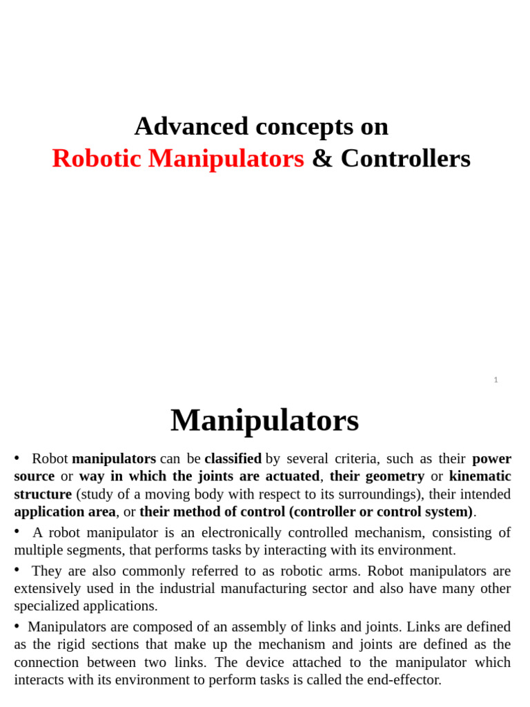 Robotic Manipulators & Controllers | PDF