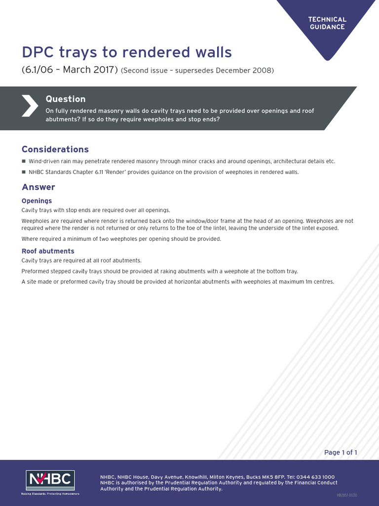 DPC Trays To Rendered Walls Revised March 2017 | PDF