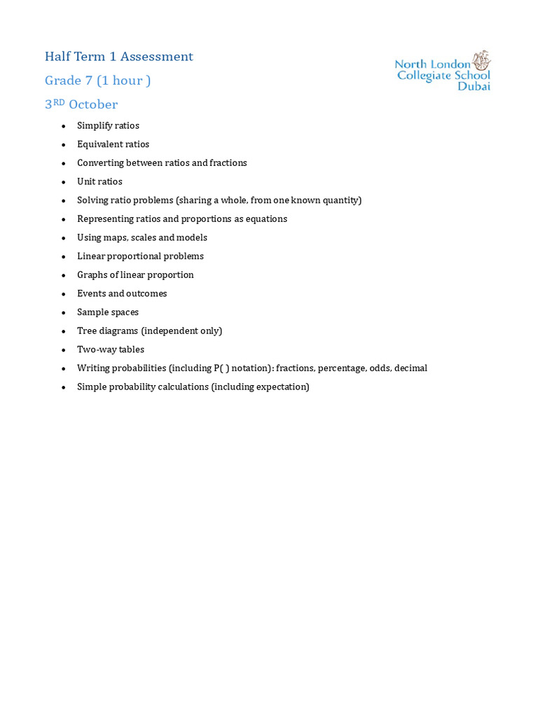 HT1 Test G7 Revision Booklet | PDF