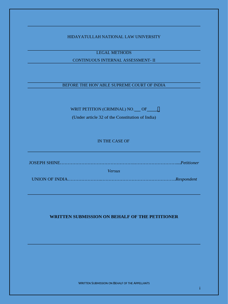 Memorial For Petitioner-1 | PDF