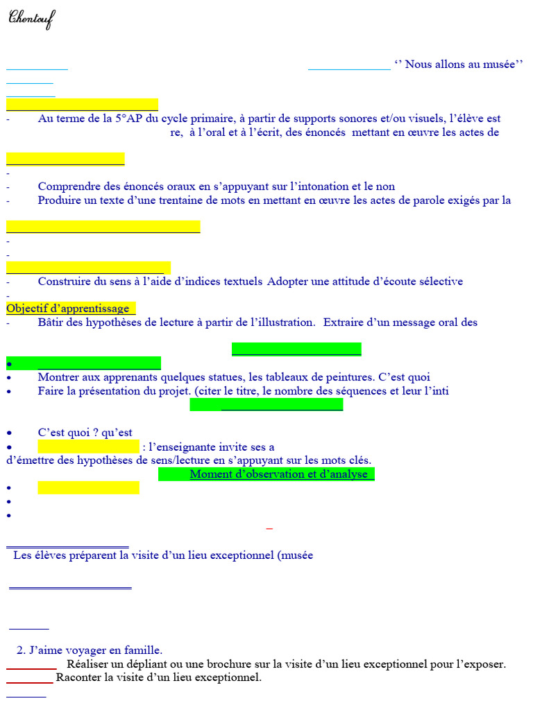 Séquence 01 Projet 2 5AP Nous Allons Au Musée | PDF