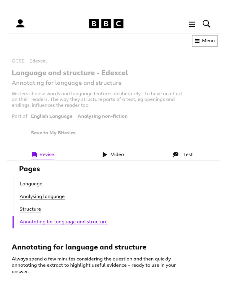 Annotating For Language and Structure - Language | PDF