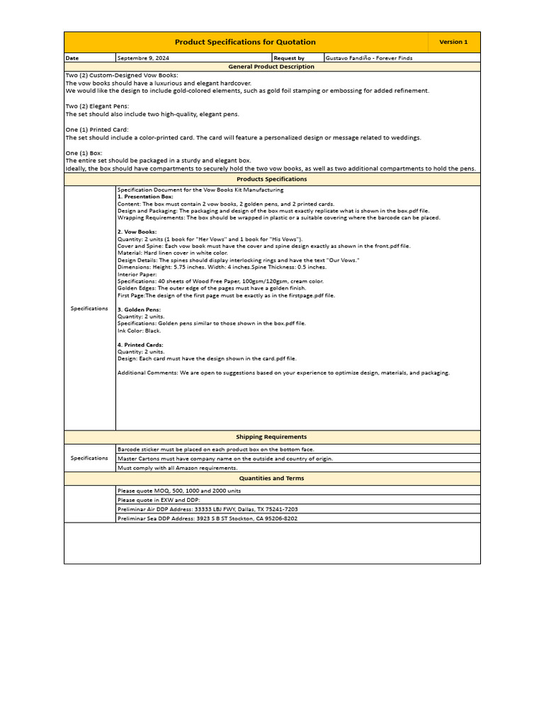 Quotation - Set Vow Books | PDF