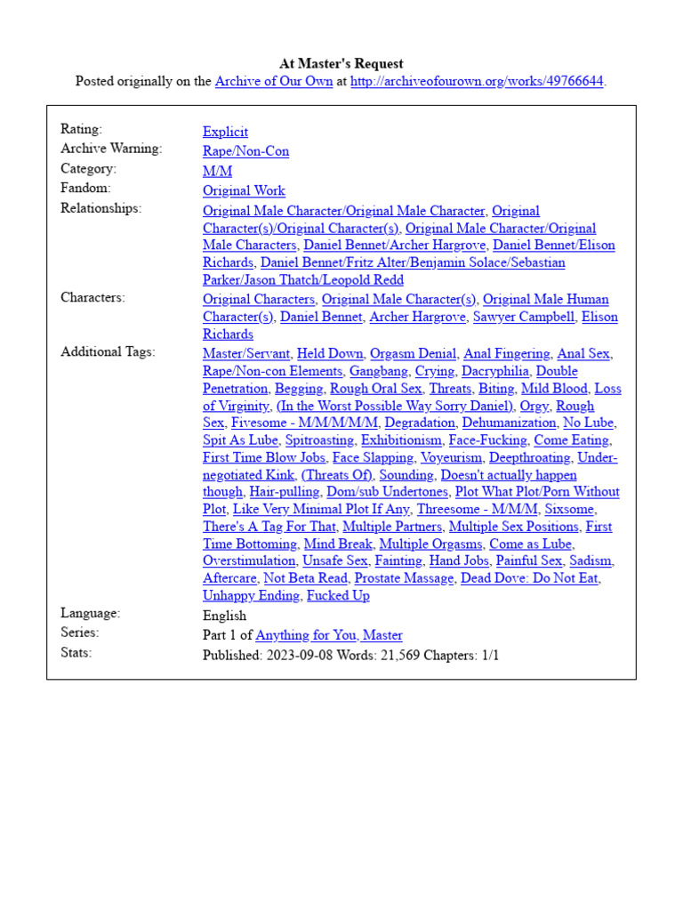 At Masters Request | PDF