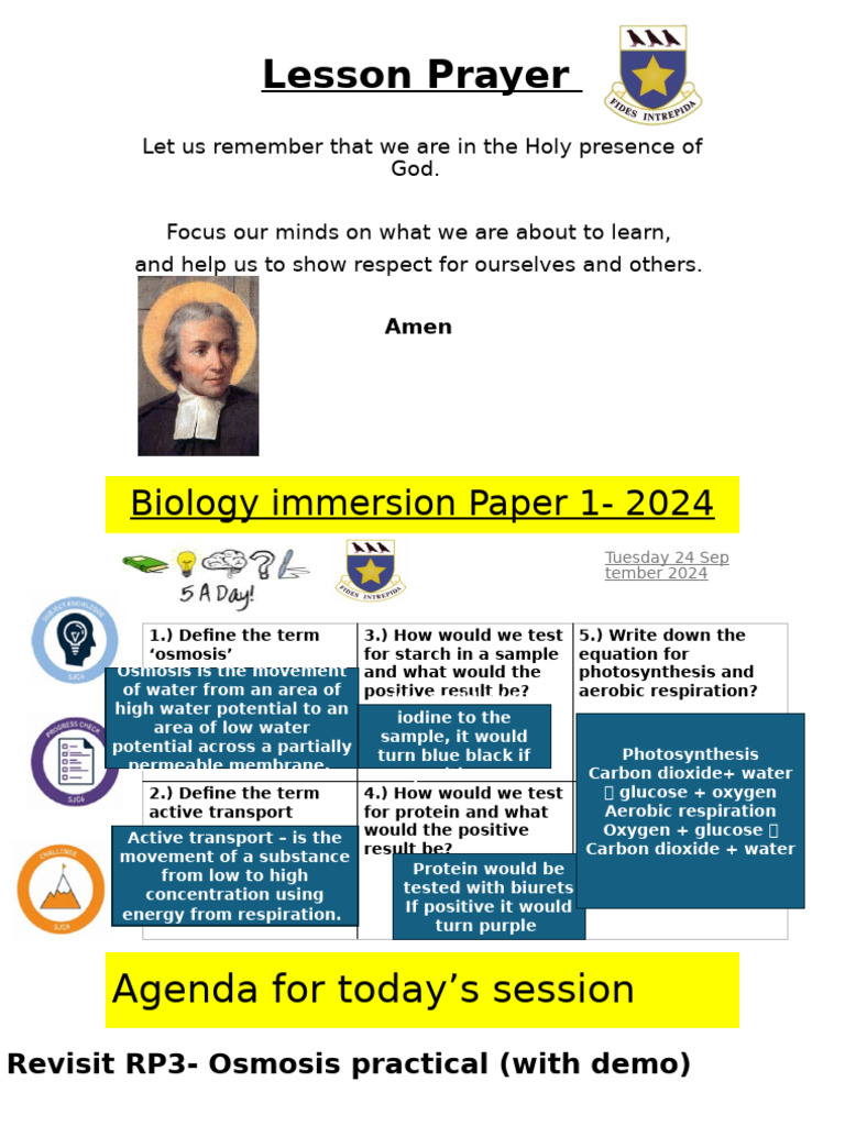 Immersion Biology Paper 1 2024 | PDF