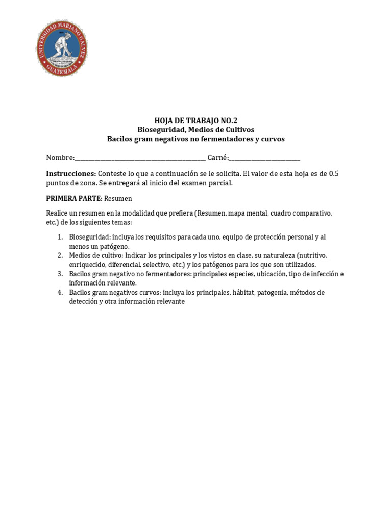 Hoja de Trabajo 1 Bacter | PDF