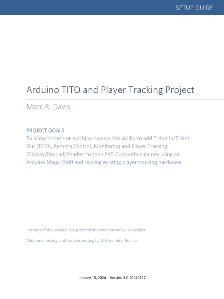 Arduino TITO and Player Tracking Project - Documentation | PDF