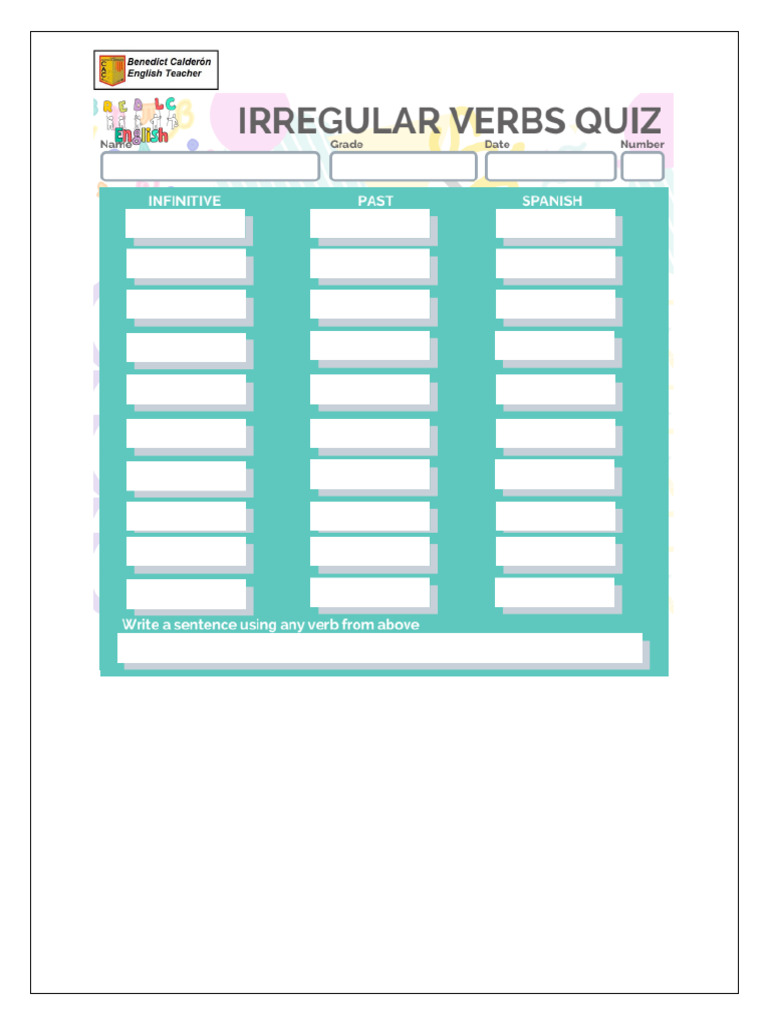 Verb Quiz 10 Words Basica | PDF