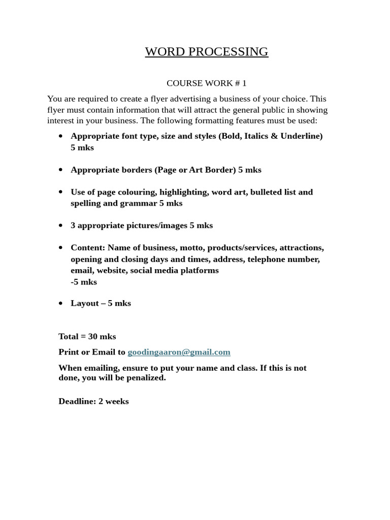 1st Word Processing Class | PDF