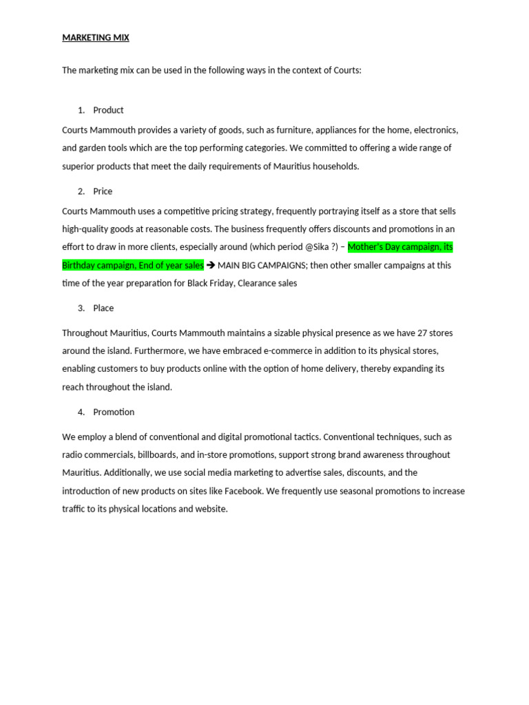 Courts Mammouth Marketing Mix Strategy | PDF | Business