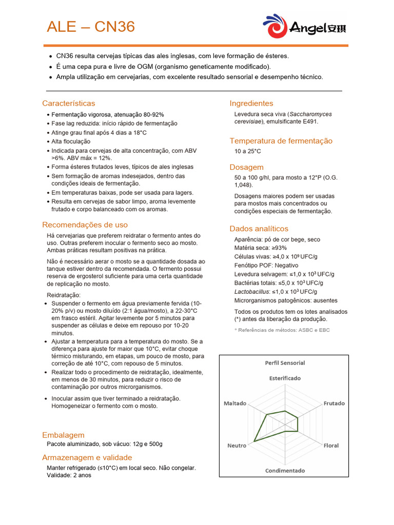 Fermento CN36 ale - ficha tecnica | PDF