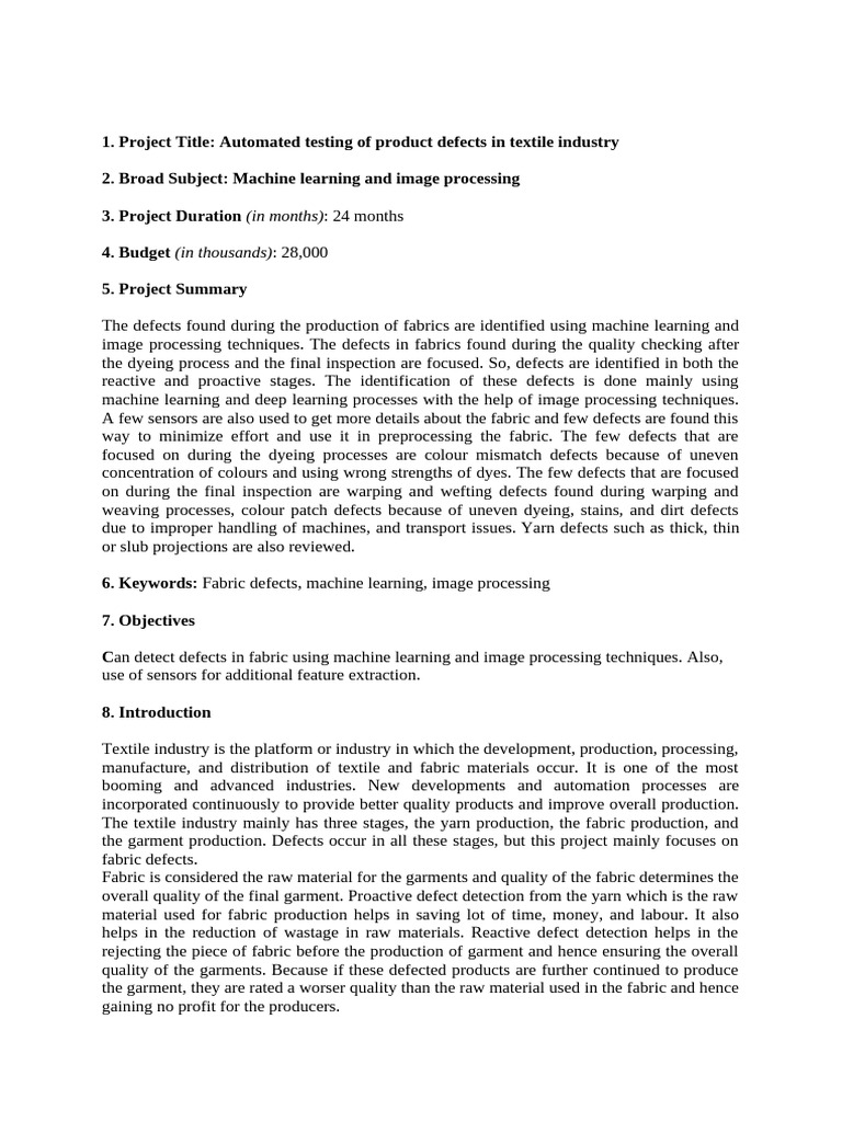 Automated Defect Detection in Fabric | PDF | Textiles | Computers