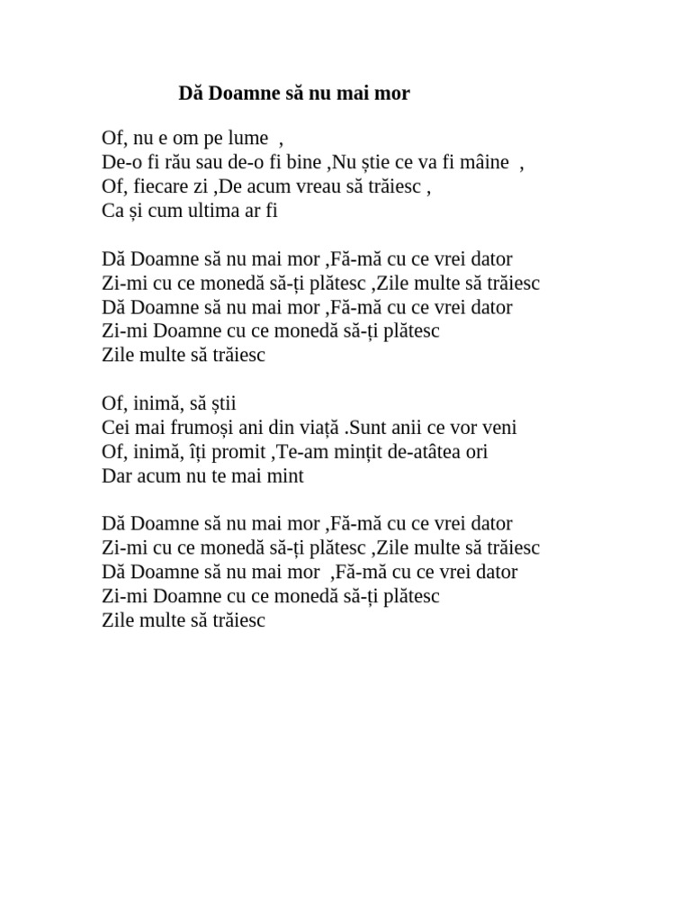 Da Doamne Sa Nu Mai Mor | PDF