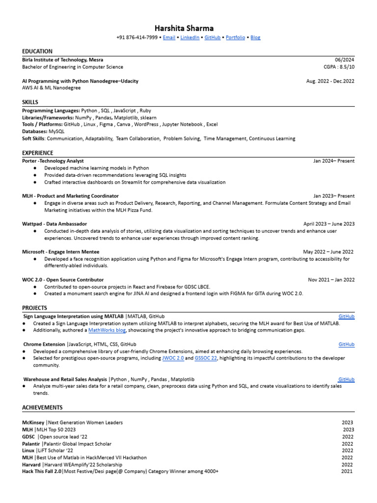 HARSHITA Resume | PDF