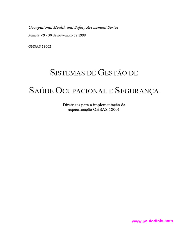 S G S O S Istemas De Estão De Aúde Cupacional E Egurança Pdf
