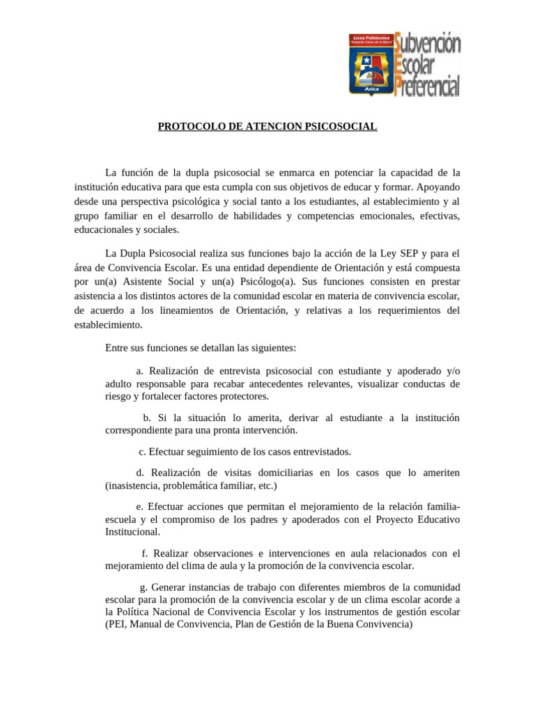 Protocolo de Atencion Psicosocial | PDF