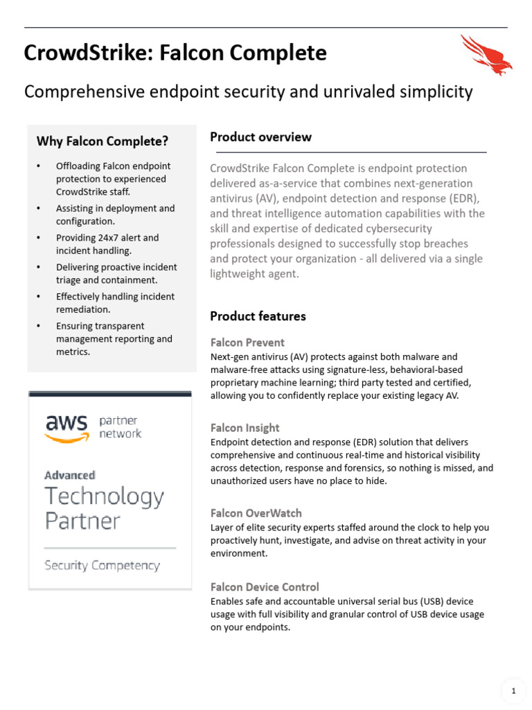 AWSMP Datasheet CrowdStrike Falcon Complete | PDF