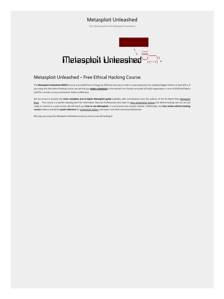 Metasploit Unleashed Combined | PDF