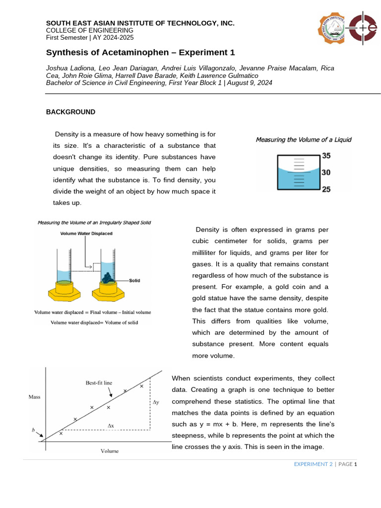 Engineering Density Experiments | PDF | Density | Volume