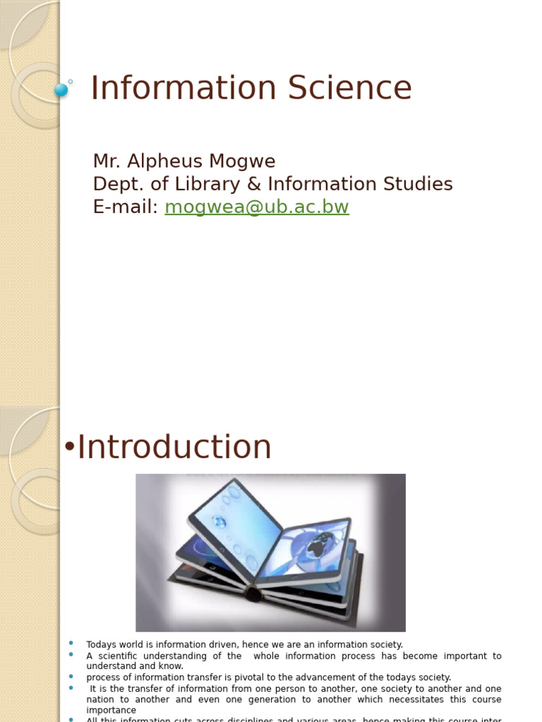 Lecture 1 Information Science | PDF