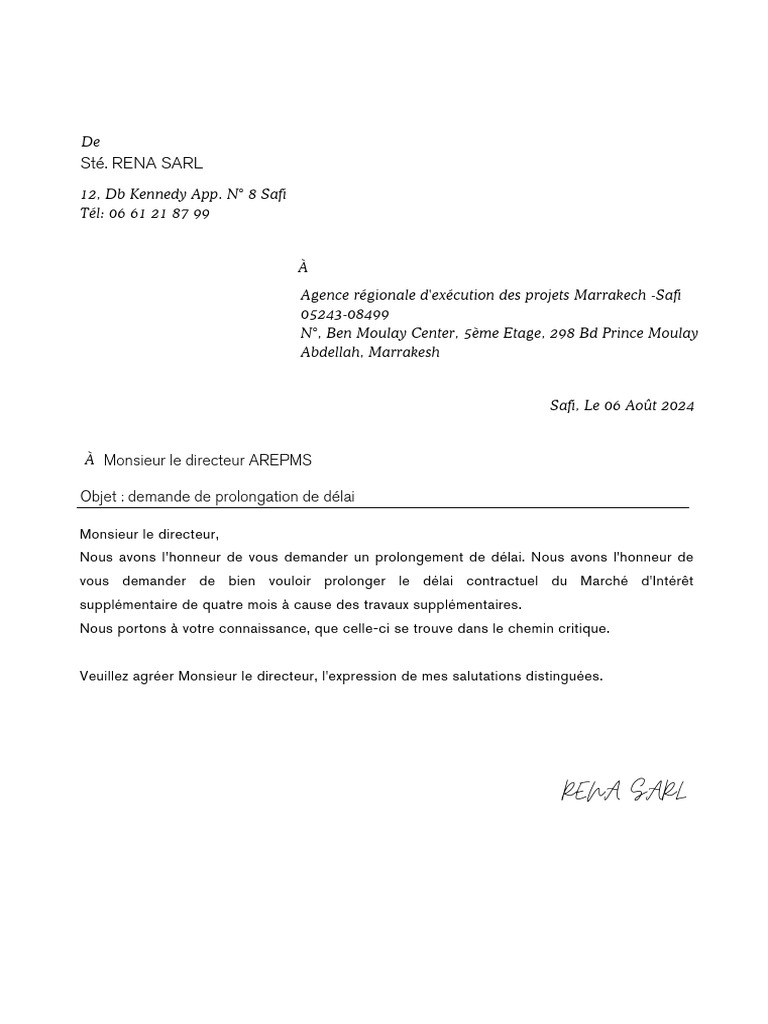 Demande de Prolongation de Délai | PDF