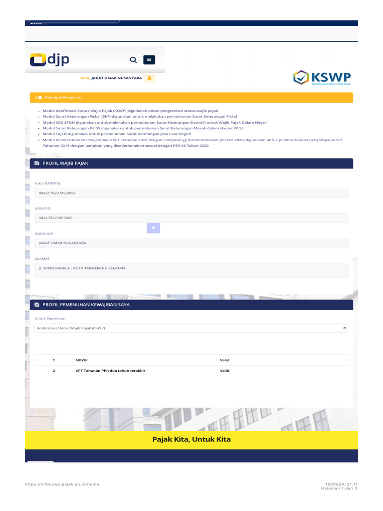 KSWP Direktorat Jenderal Pajak | PDF