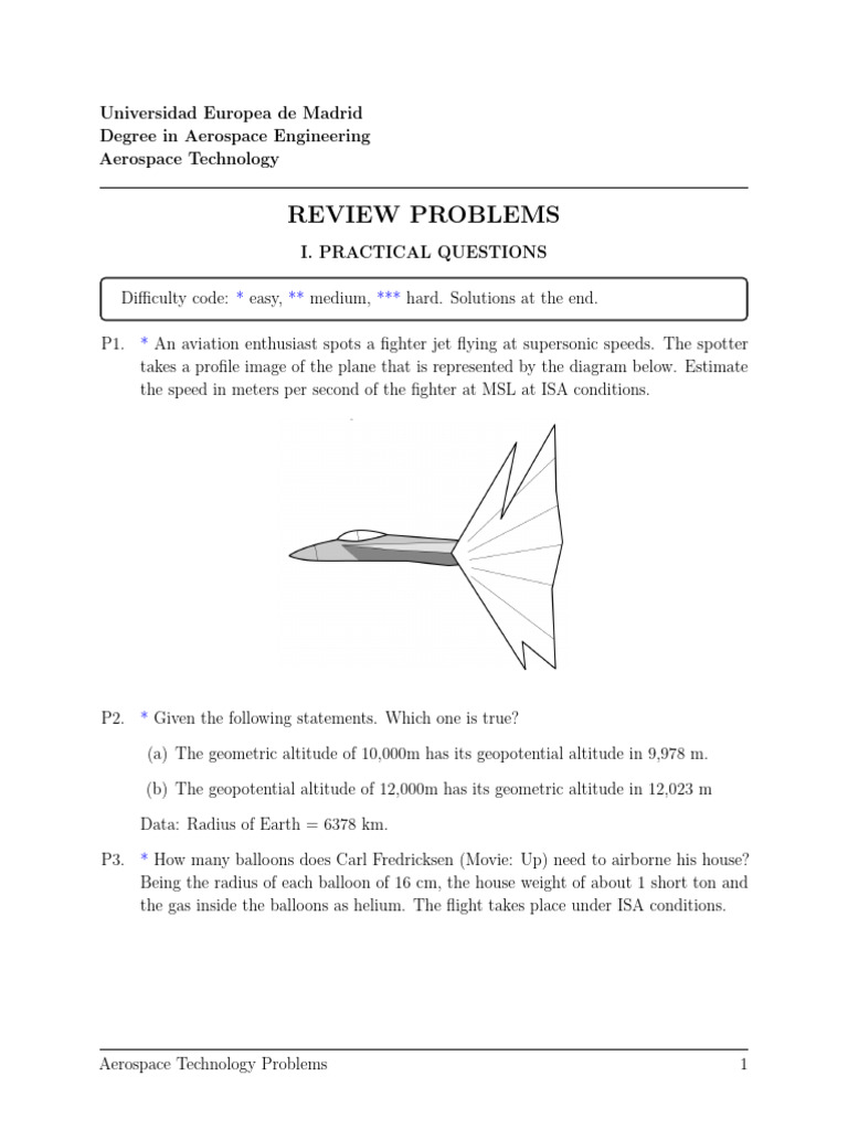 TAE Problems Fluid Aerodynamics Flight Propulsion | PDF