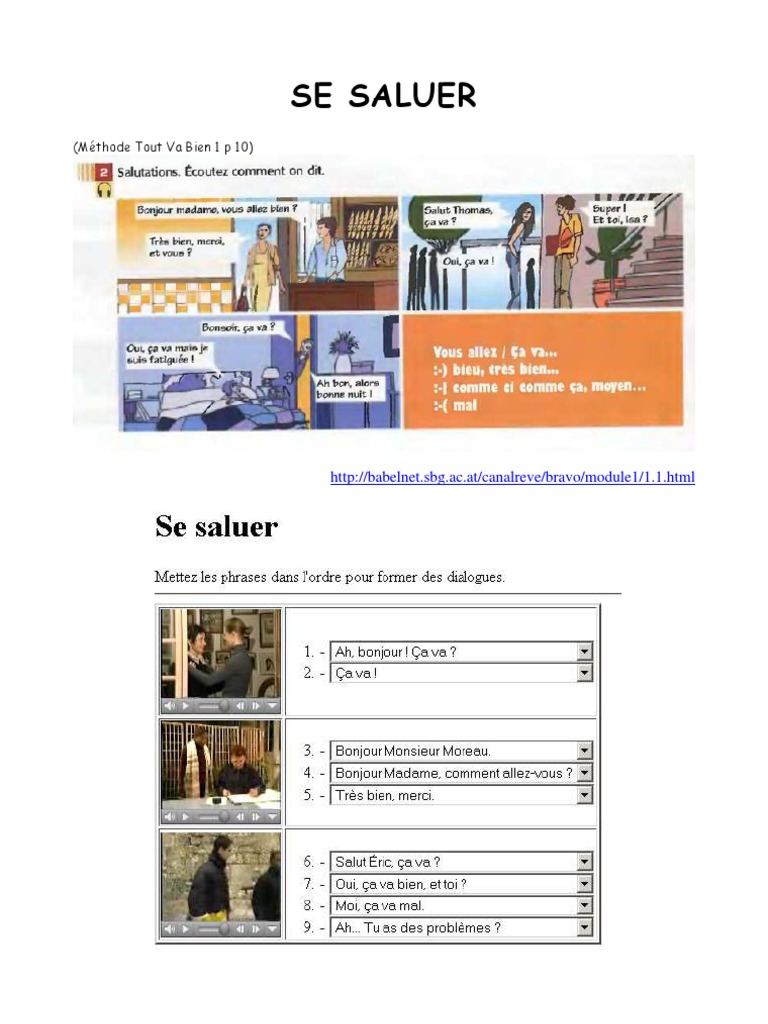 Cours 1 Se Saluer, Se Présenter | PDF | Langue française | Italien (Langue)