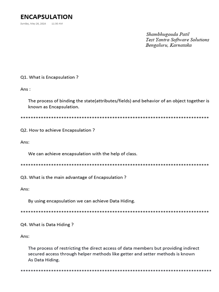 Encapsulation (Shambhu Patil) | PDF