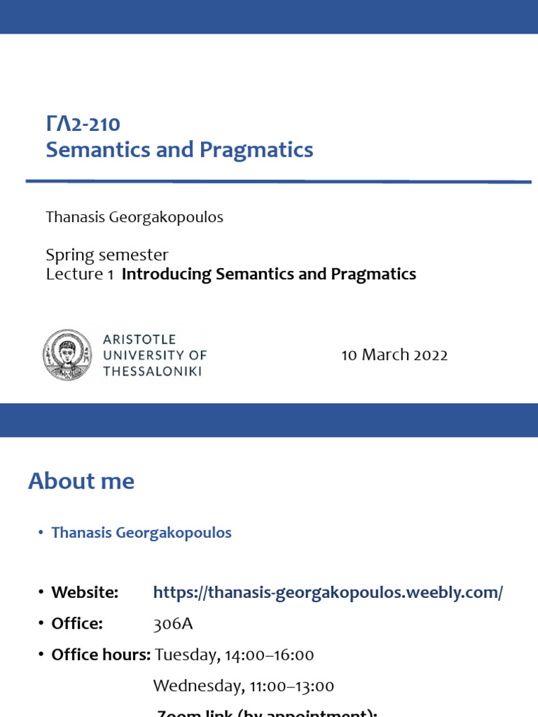 Lecture 1_Introducing Semantics and Pragmatics, pt. I | PDF Lecture 1_Introducing Semantics and Pragmatics, pt. I | PDF
