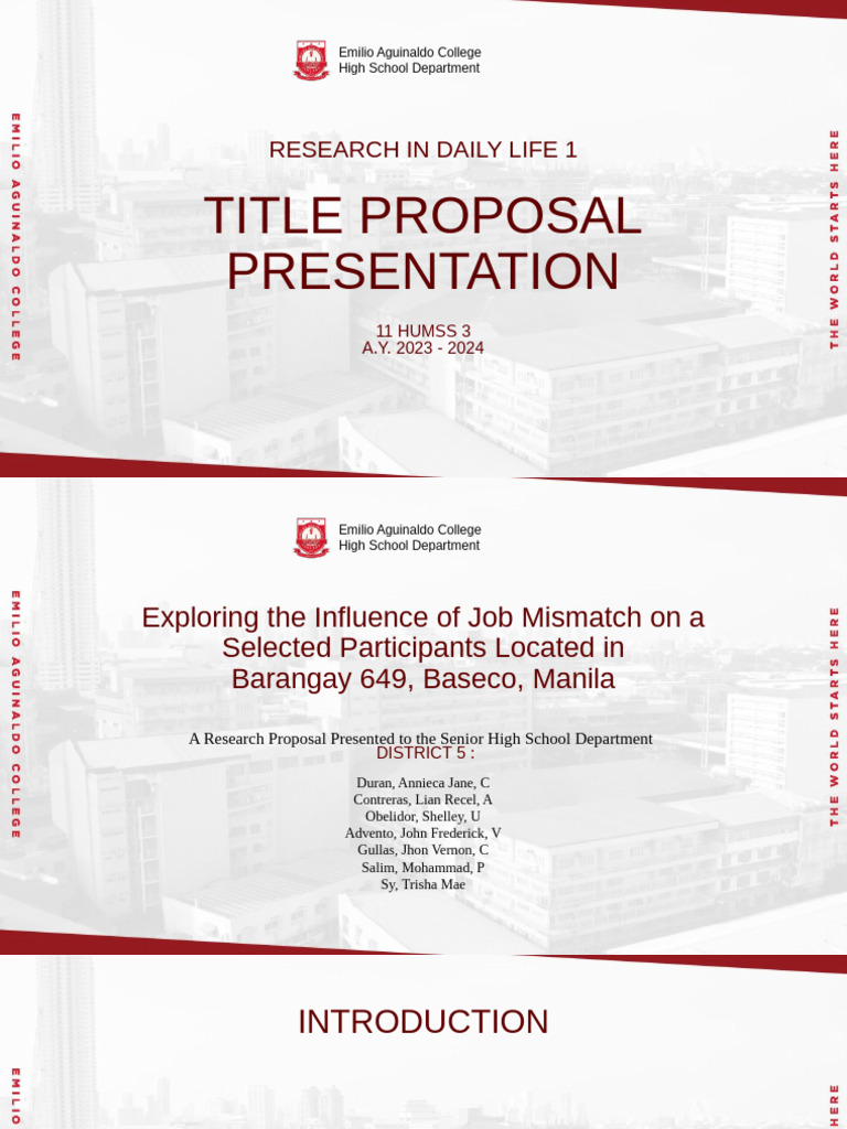 RDL1 - Title Proposal Presentation - Template | PDF