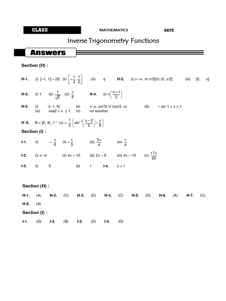 Inverse Trigonometry Functions Guide | PDF