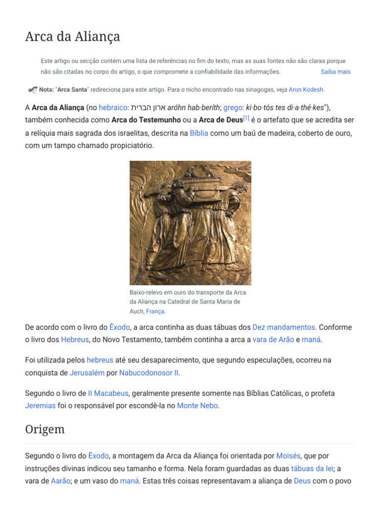 Arca Da Aliança - Wikipédia, A Enciclopédia Livre | PDF