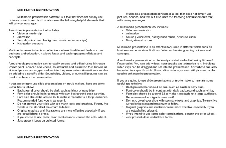 Multimedia Presentation | PDF