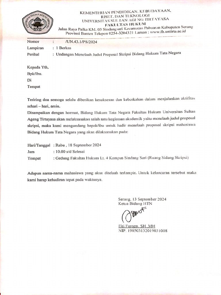 Surat Undangan Sempro (Deden Hidayat) | PDF