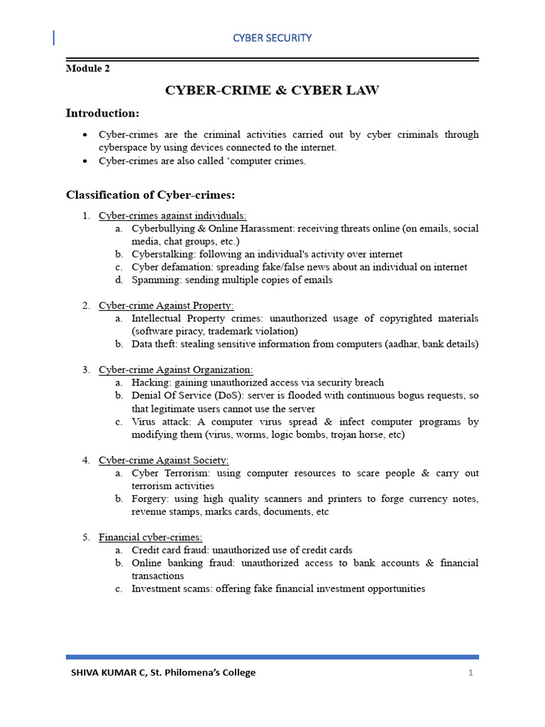 Module 2 - Cyber-Crime & Cyber Law | PDF