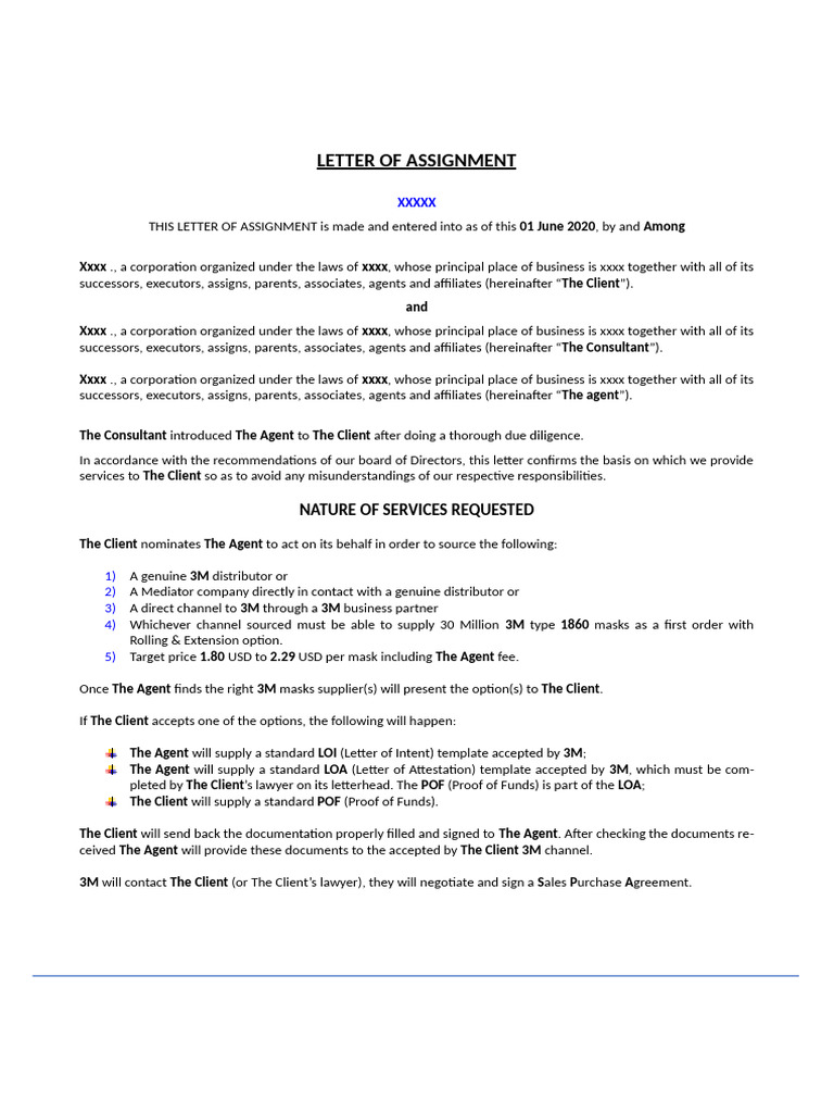 Letter of Assignment | PDF