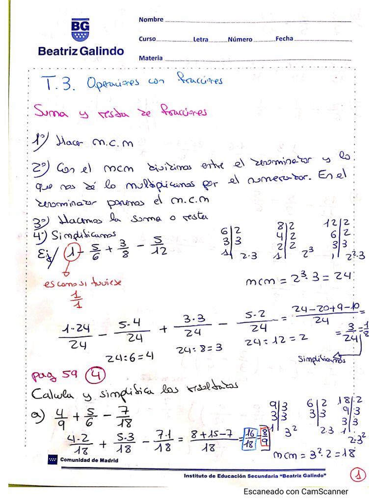 TEMA 3. Operaciones con fracciones | PDF