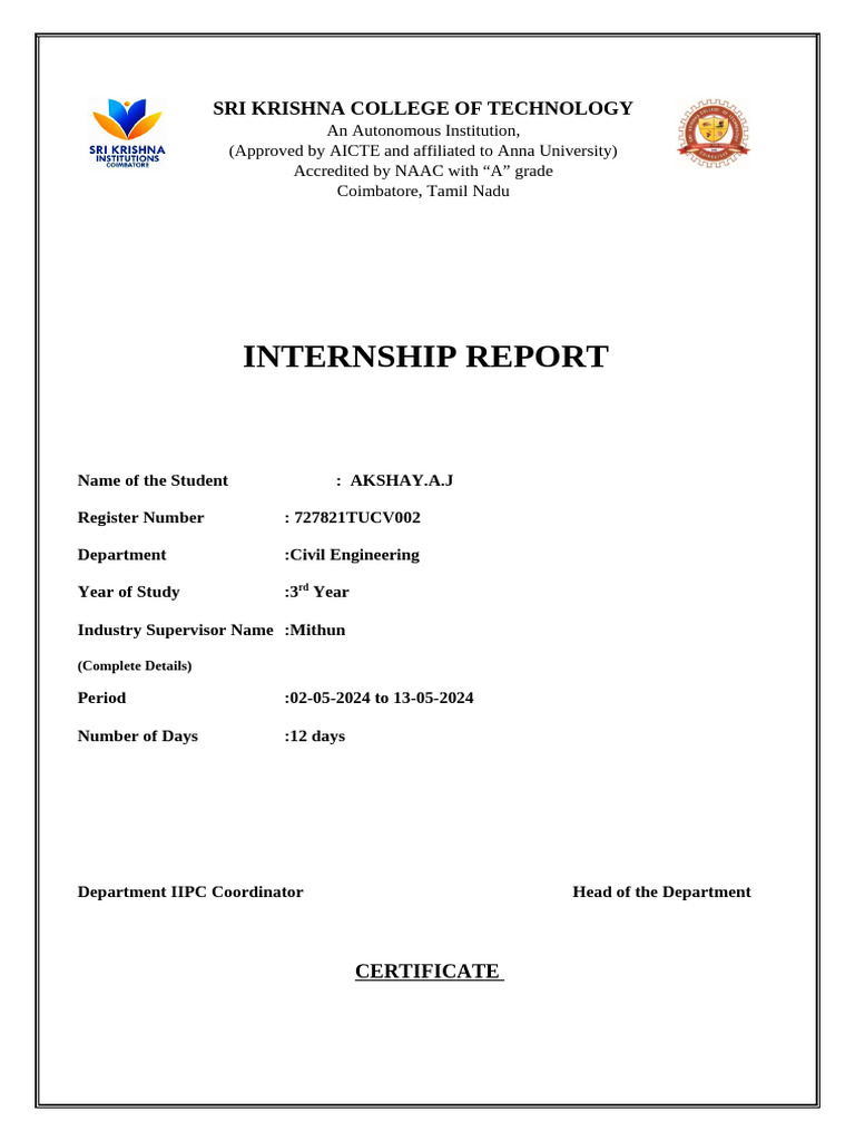 Intenship Report | PDF