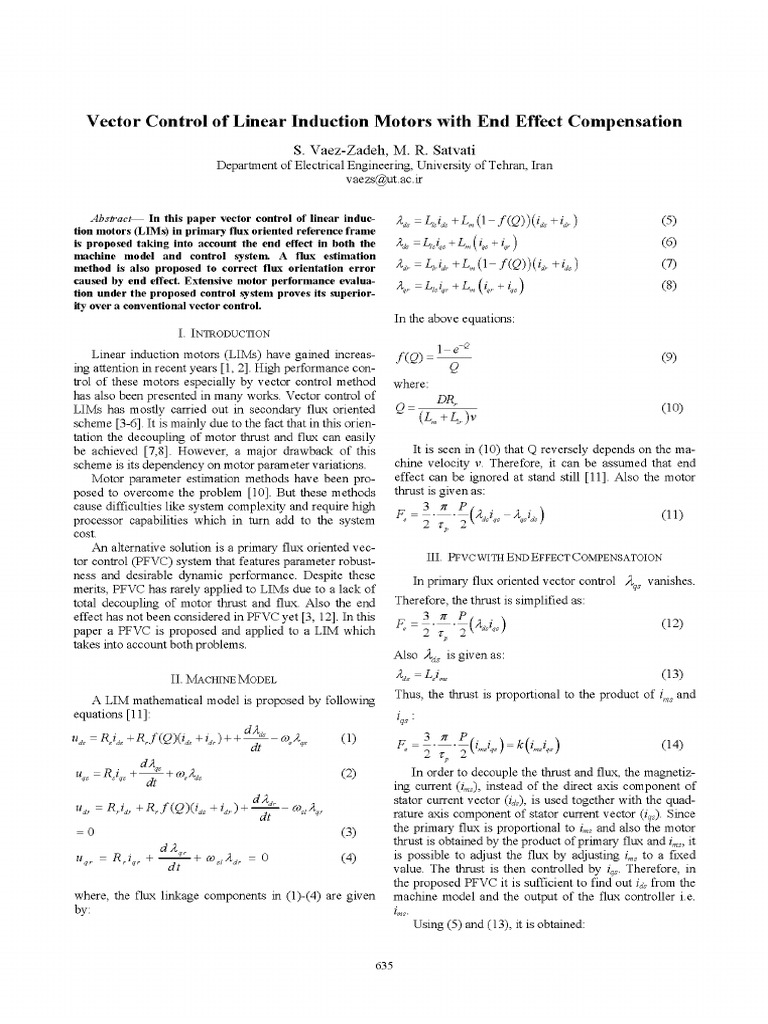 2005-Vector Control of Linear Induction Motors With End Effect Compensation | PDF
