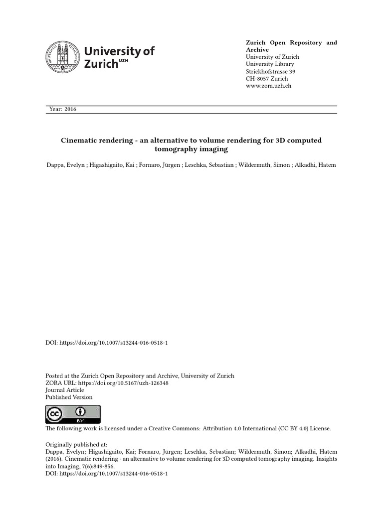 Cinematic Rendering - An Alternative To Volume Rendering For 3D Computed Tomography Imaging ...