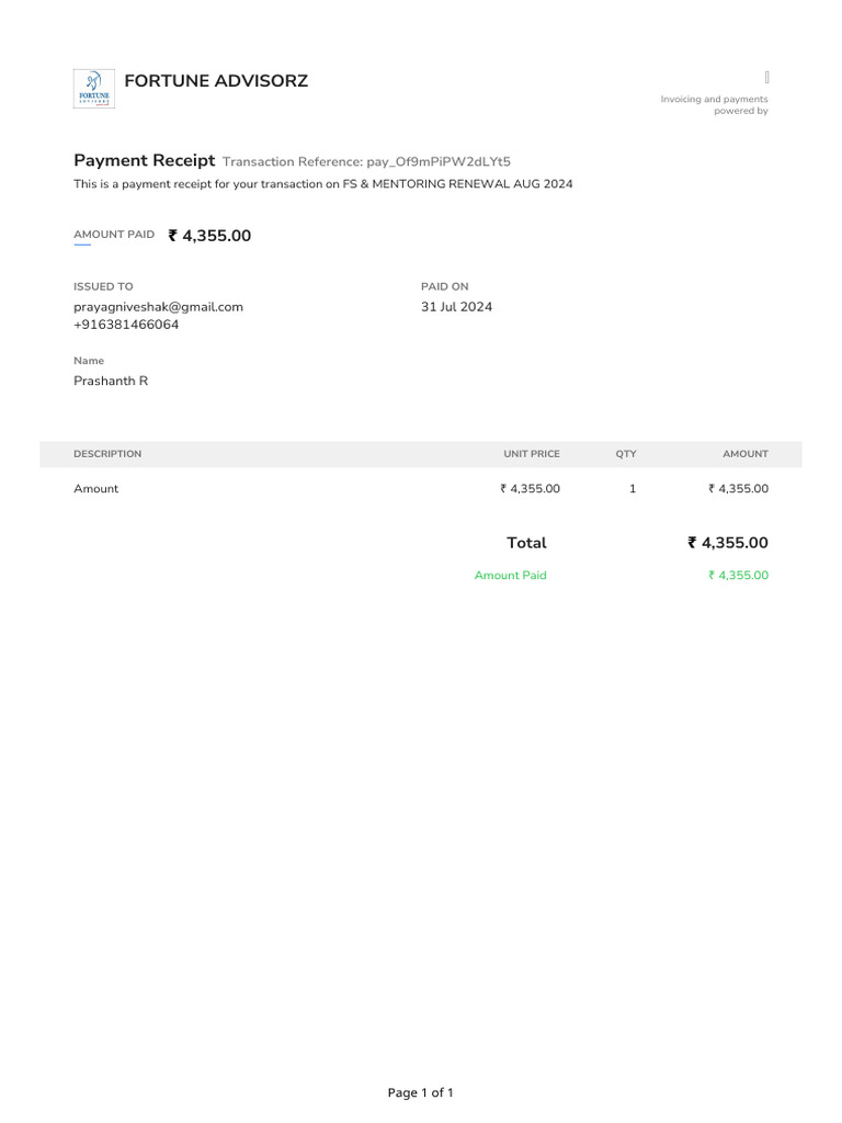 Receipt Pay - Of9mPiPW2dLYt5 From FORTUNE ADVISORZ (Paid) | PDF