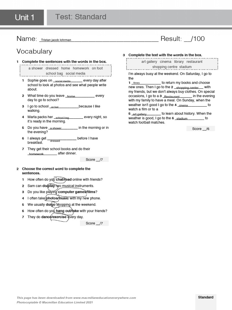 Exam Unit 1 Vocabulary | PDF