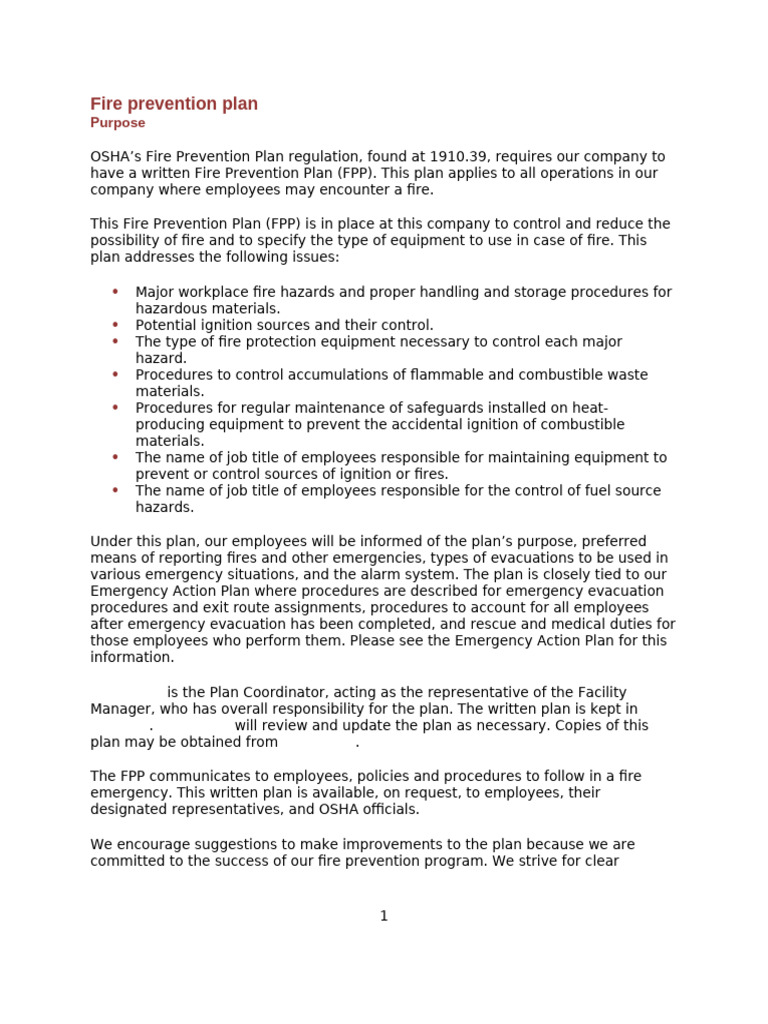 234M FirePreventionPlan | PDF