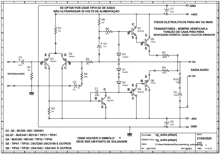 Amplificador Complementario TIP35 TIP36 | PDF