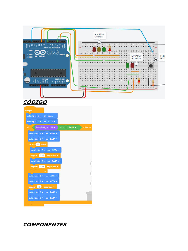Semáforo Arduino con LEDs y Placa | PDF