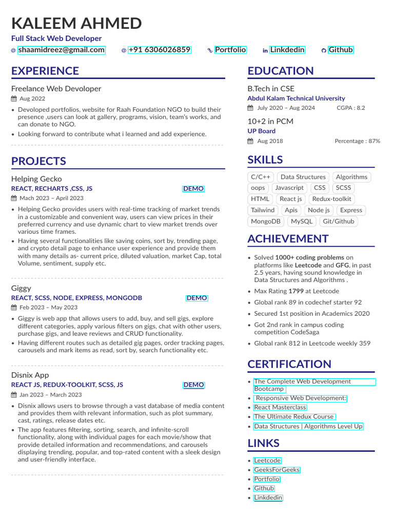 Kaleem Ahmed Resume Updated | PDF